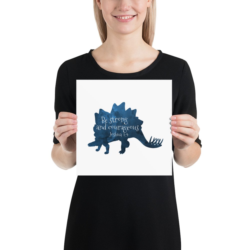 Be Strong And Courageous, Dinosaur Art Print With Bible Verse For Boys ...