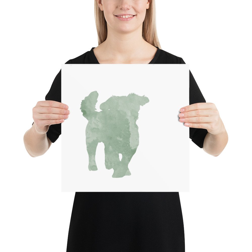 Maltese Wall Decor, Sage Green Art With Dogs