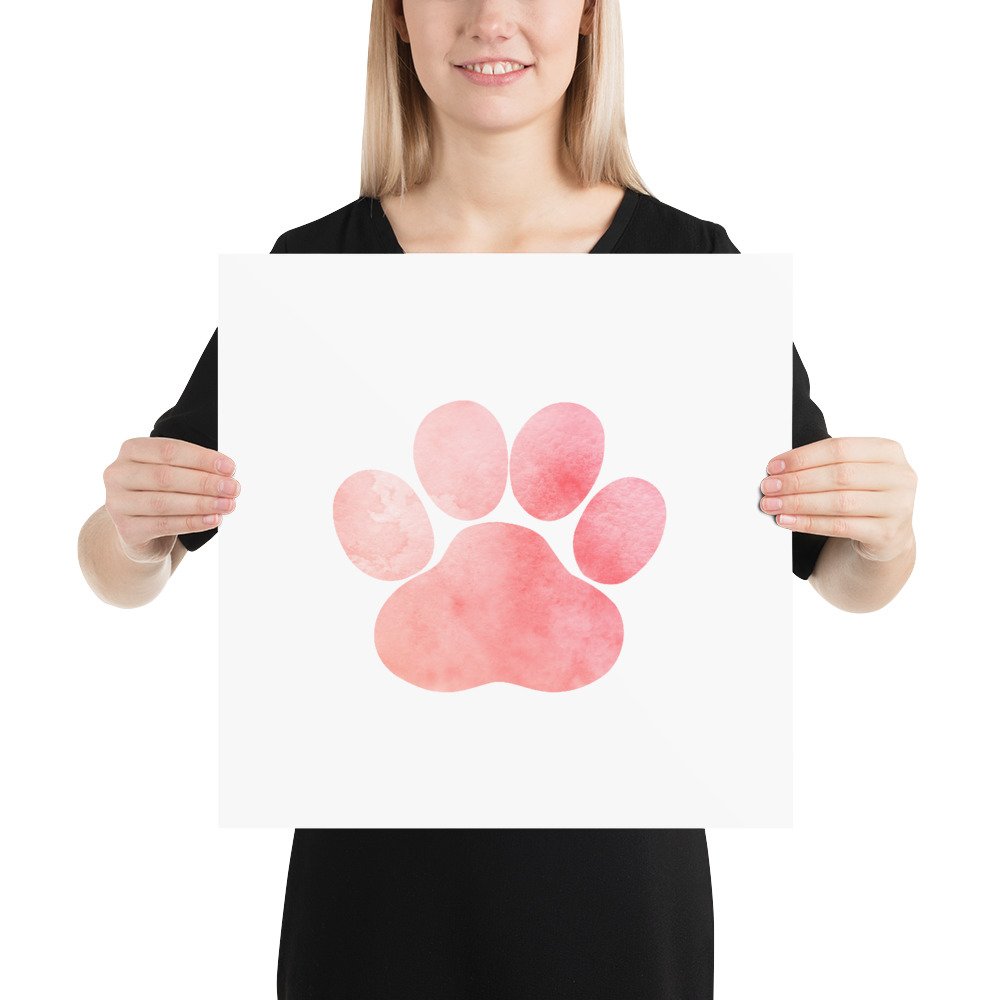Pink Dog Paw Print Wall Art