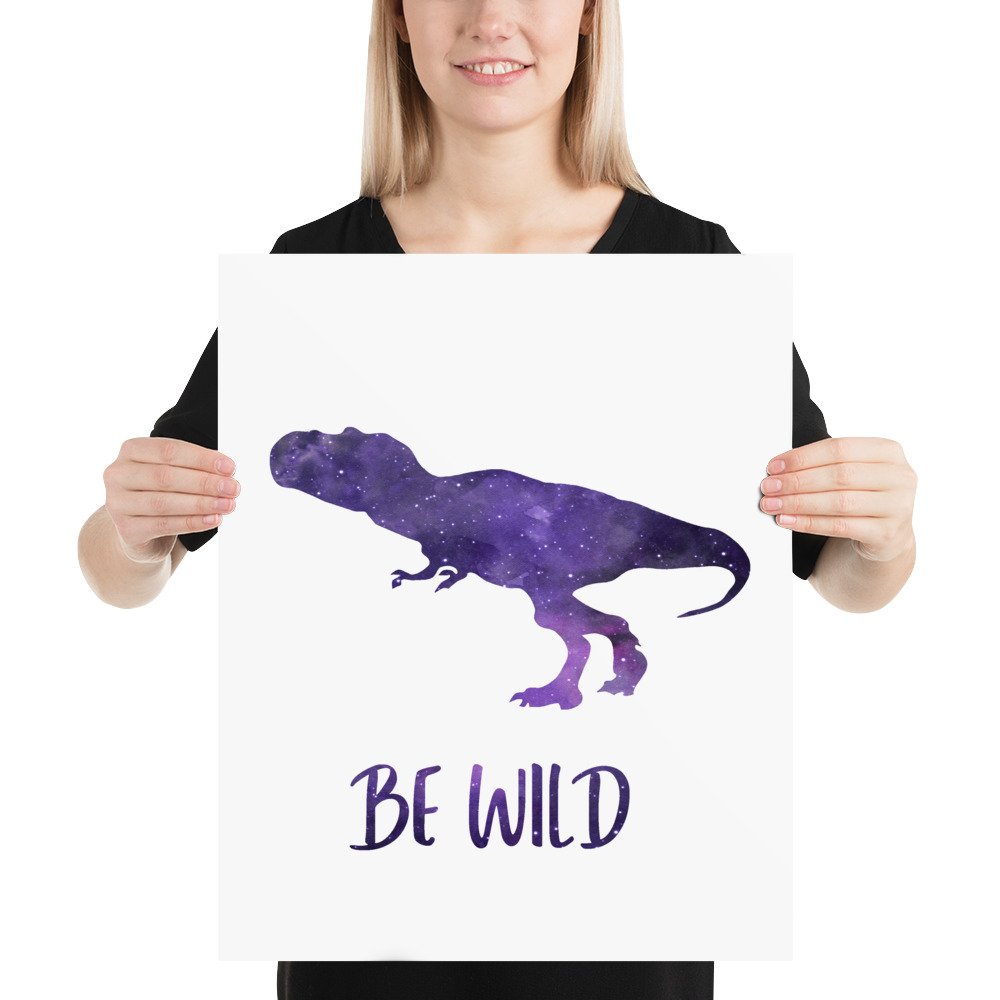 Purple T-Rex Wall Art Prints, Dinosaur Bedroom Decor, Watercolor Dino ...