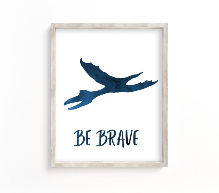 Dinosaur Art Print, Boys Room Decor, Be Brave, Pterodactylus ...